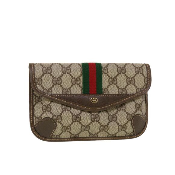 Gucci | Bags | Pre Loved Gucci Gg Canvas Web Sherry Line Pouch Pvc ...